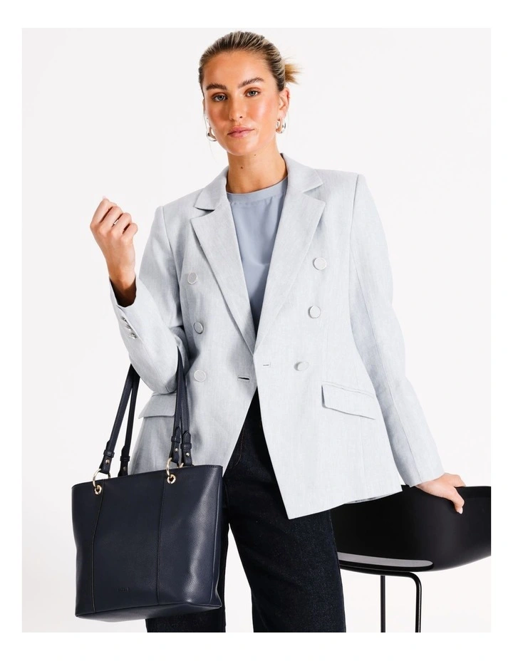 Basque Ajay Zip Top Tote Bag in Navy | MYER