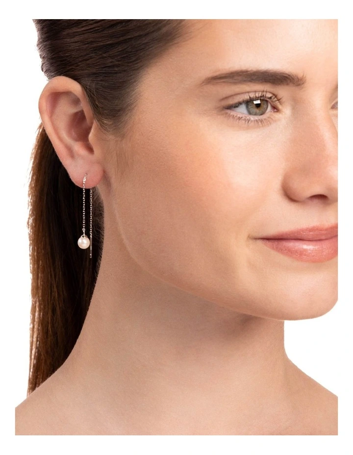 Pure Elements Pearl Ear Threads in White | MYER