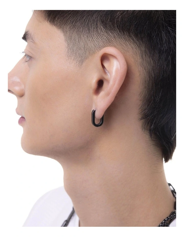 Pure Elements Bold Single Hoop in Black | MYER