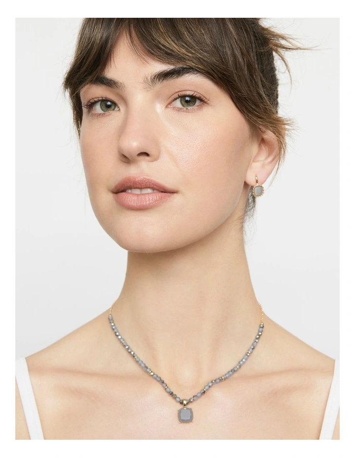 Barcs Faceted And Square Stone Necklace in Pale Blue | MYER