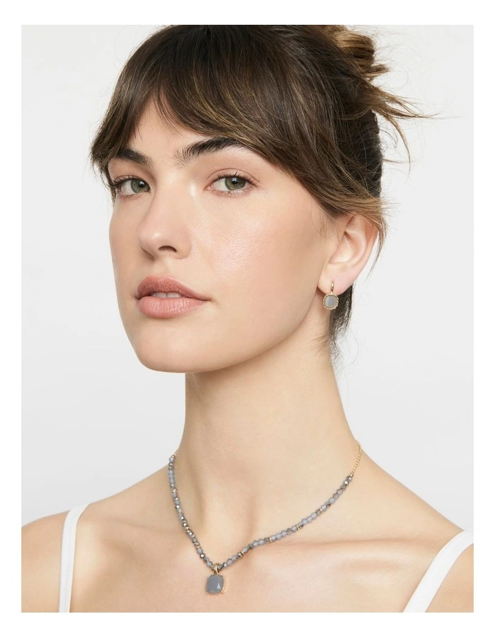Barcs Faceted And Square Stone Necklace in Pale Blue | MYER