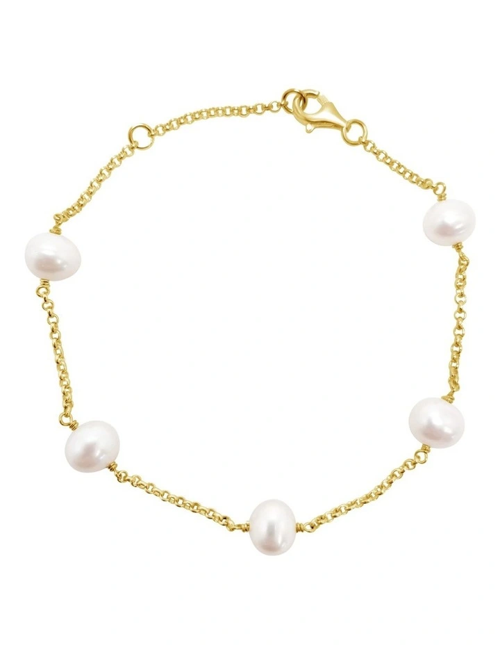 Pure Elements Pearl & Gold Chain Bracelet in White | MYER