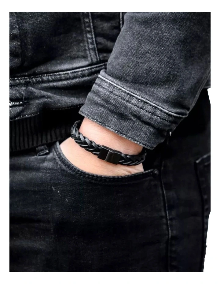 Rebel & Rose Full Metal Braided Bracelet in Black | MYER