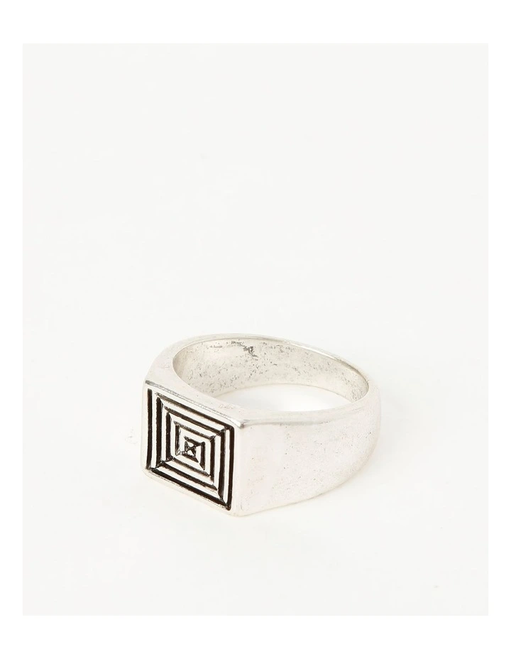 Blaq Motif Burnished Ring in Silver | MYER
