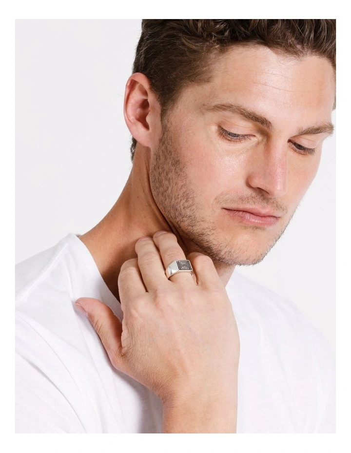Blaq Motif Burnished Ring in Silver | MYER