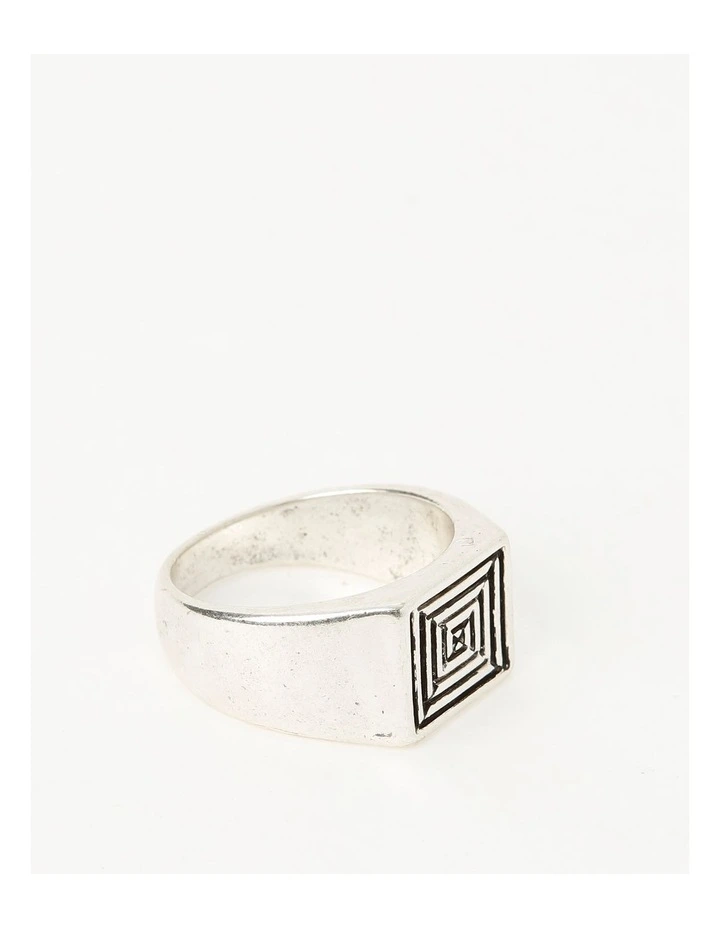 Blaq Motif Burnished Ring in Silver | MYER