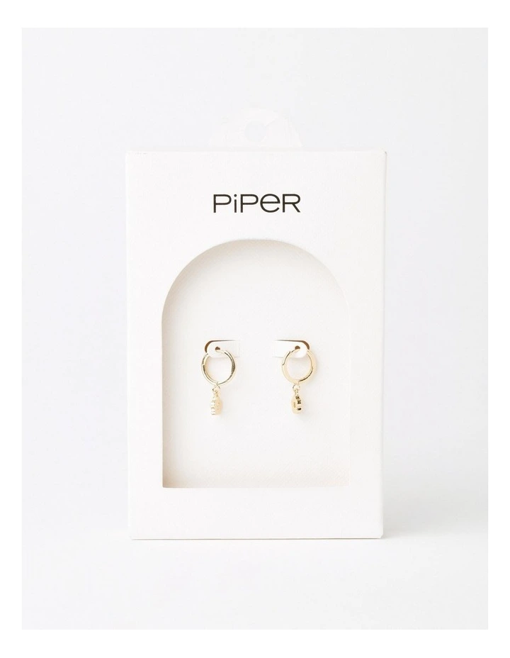 Piper Daisy Charm Hoop Earring in Gold | MYER