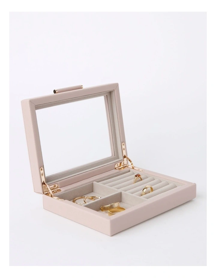 Design Studio Medium Wrapped Glass Lid Jewellery Box in Blush | MYER