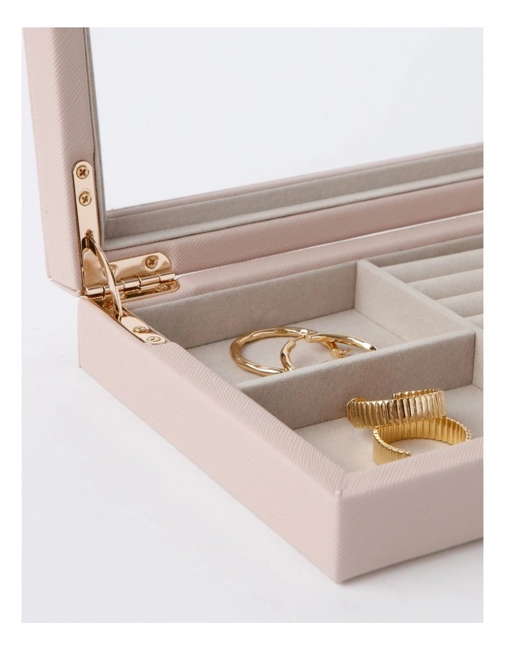 Design Studio Medium Wrapped Glass Lid Jewellery Box in Blush | MYER