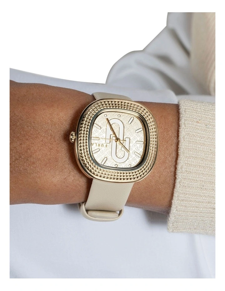 Furla Tv Shape Leather Watch in Gold | MYER