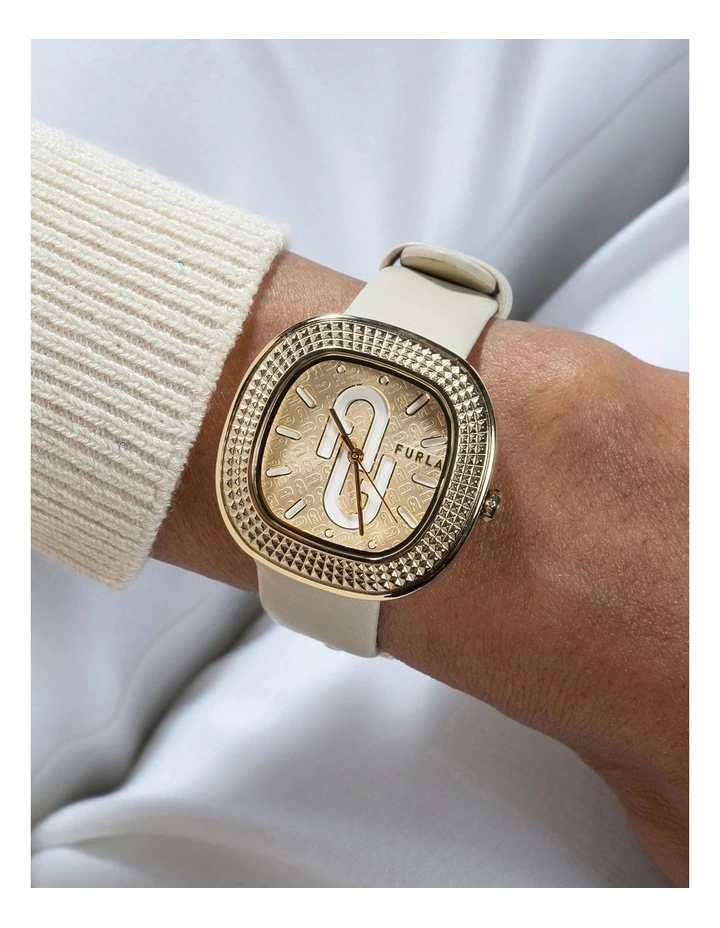 Furla Tv Shape Leather Watch in Gold | MYER