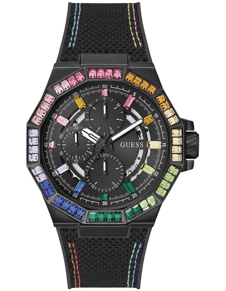 Guess Energy Nylon Watch in Black | MYER