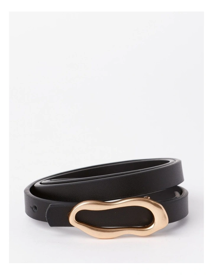 Basque Organic Buckle Thin Belt in Black | MYER