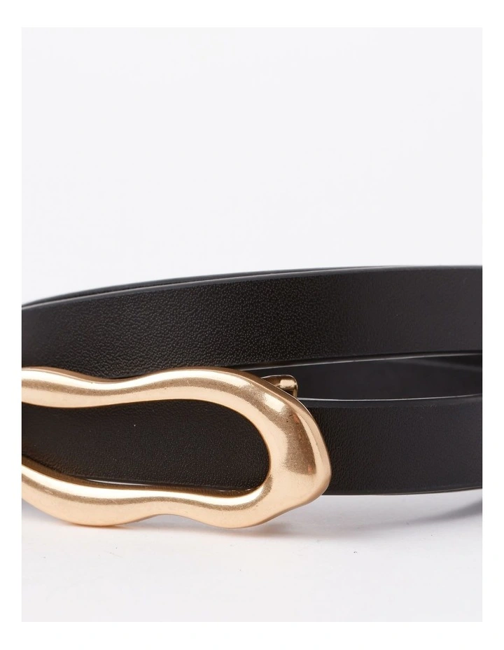 Basque Organic Buckle Thin Belt in Black | MYER