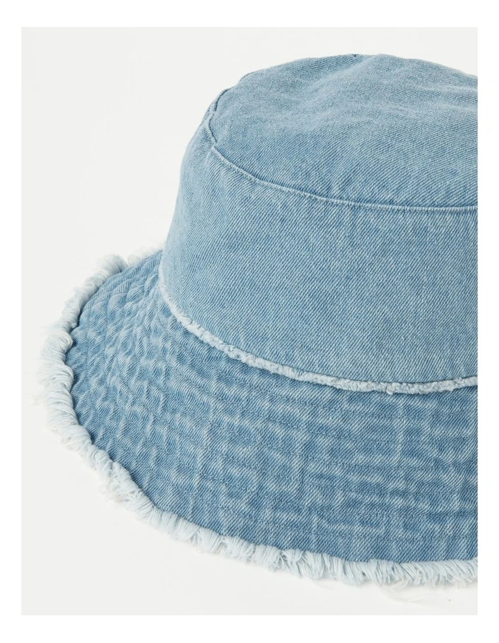 Piper Frayed Edge Bucket Hat in Denim | MYER