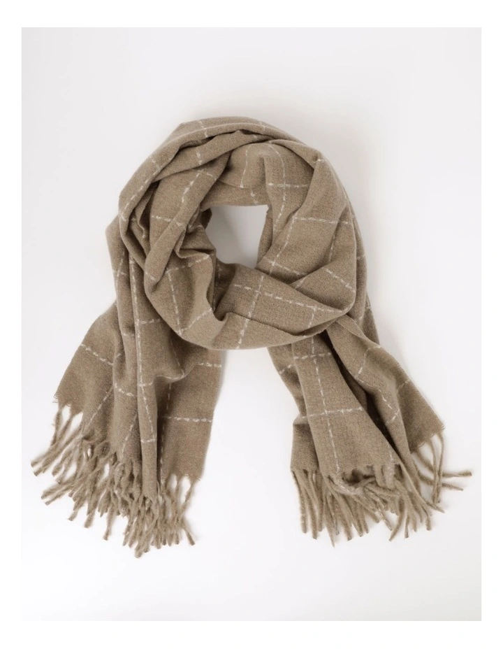 Piper Check Winter Scarf With Tassel in Brown | MYER