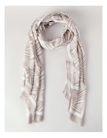 Basque Lightweight Scarf in Taupe Geo | MYER