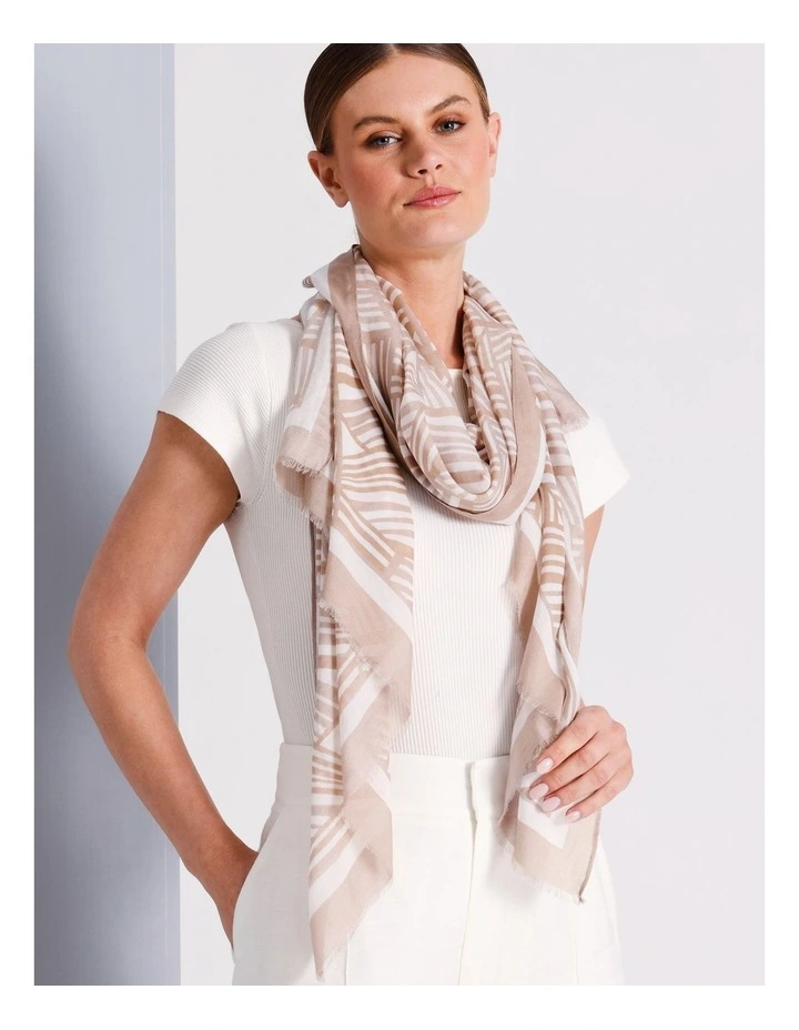 Basque Lightweight Scarf in Taupe Geo | MYER
