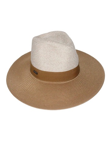 Rigon Wide Brim Fedora Hat in Mixed Camel/Caramel | MYER
