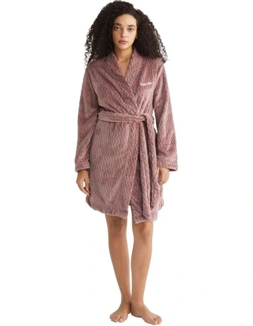 Calvin Klein Fluffy Chevron Textured Robe White | MYER
