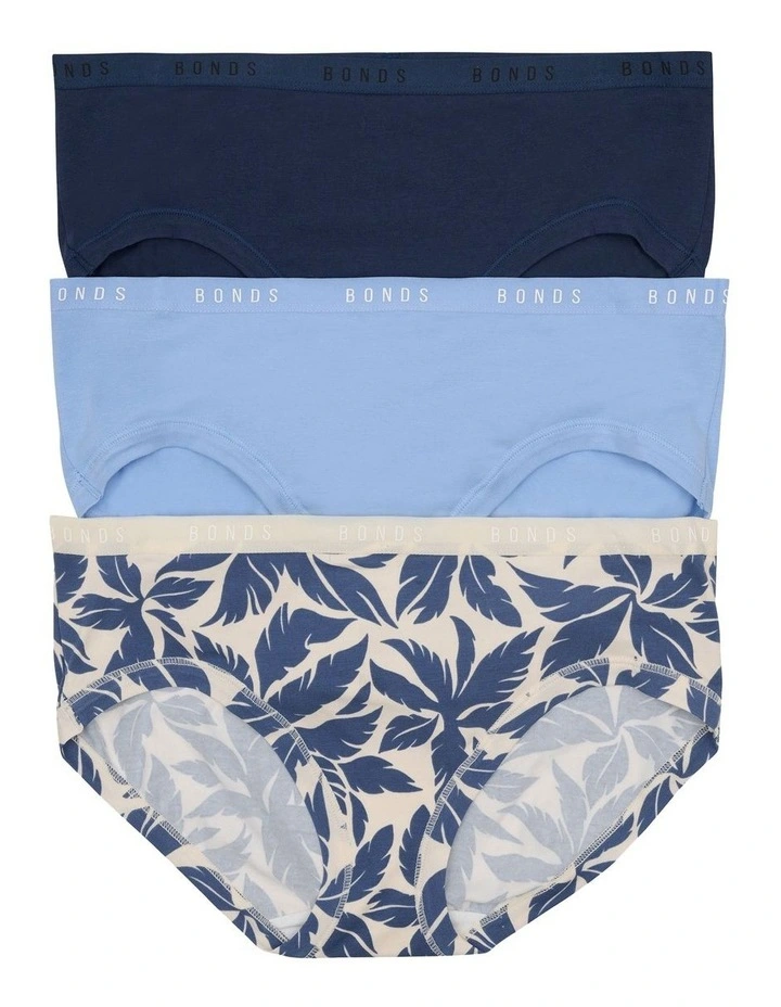 Bonds Cottontails Midi Brief 3 Pack in Oasis Palm/ Blueber | MYER