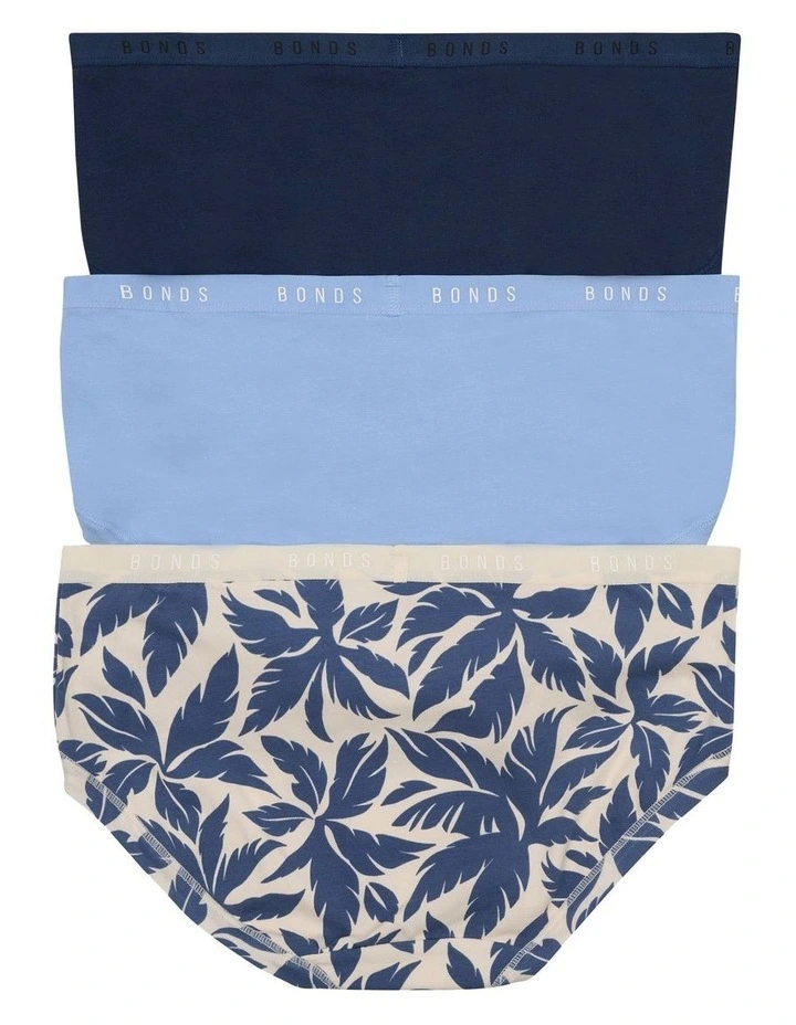 Bonds Cottontails Midi Brief 3 Pack in Oasis Palm/ Blueber | MYER
