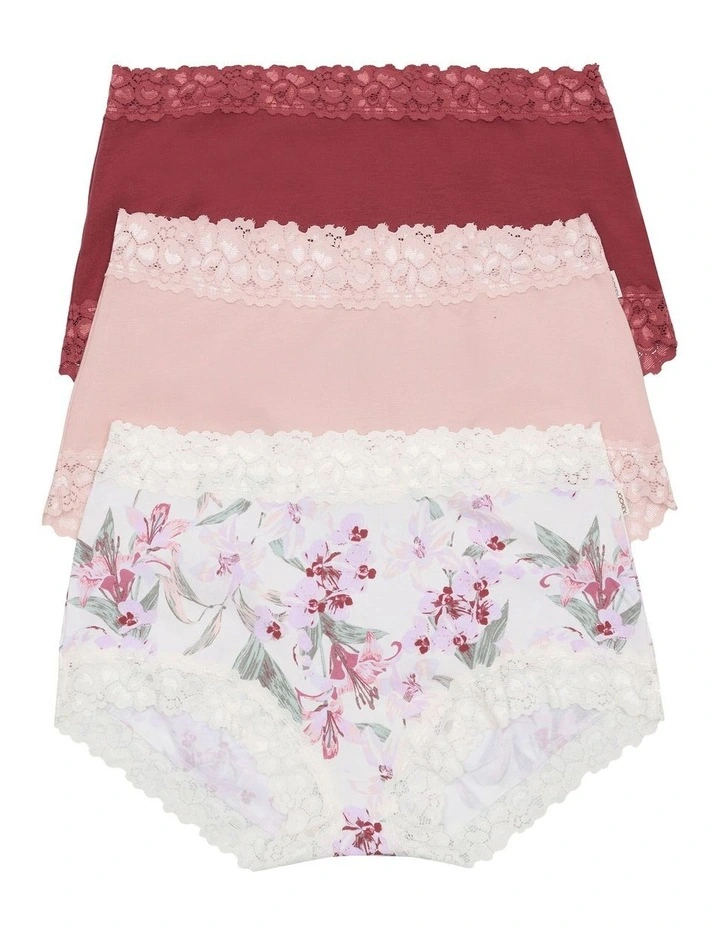 Jockey Parisienne Cotton Full Brief 3 Pack in Multi | MYER