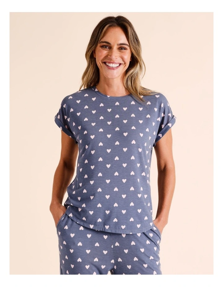 Soho Snug PVE Short Sleeve Tee in Grey Hearts | MYER