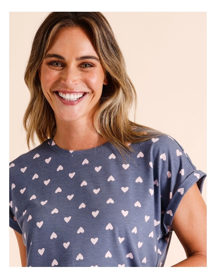 Soho Snug PVE Short Sleeve Tee in Grey Hearts | MYER