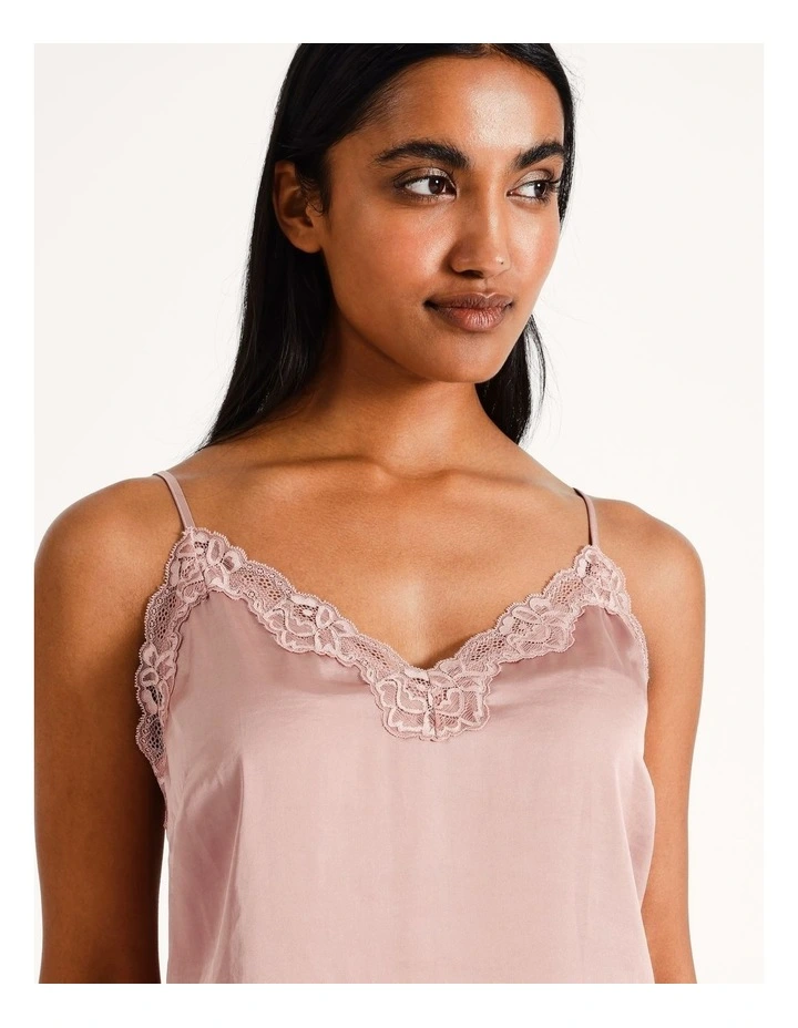 Chloe & Lola Luxe Satin Hammered Cami Boxer Set in Dusty Rose | MYER