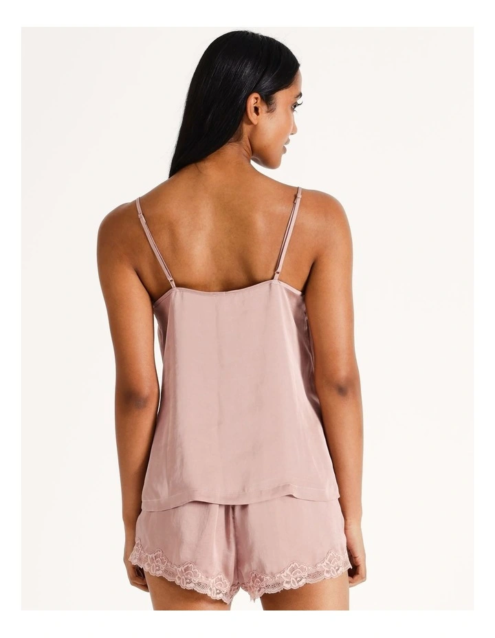 Chloe & Lola Luxe Satin Hammered Cami Boxer Set In Dusty Rose | MYER
