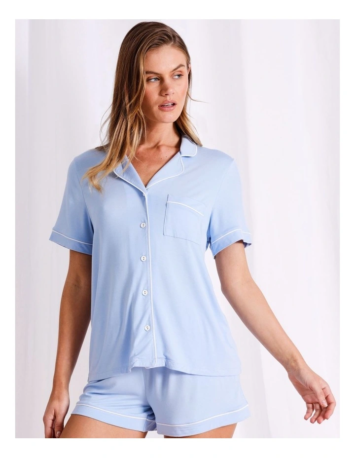 Chloe & Lola Pure Comfort Bamboo Short Sleeve Pyjama set in Blue | MYER