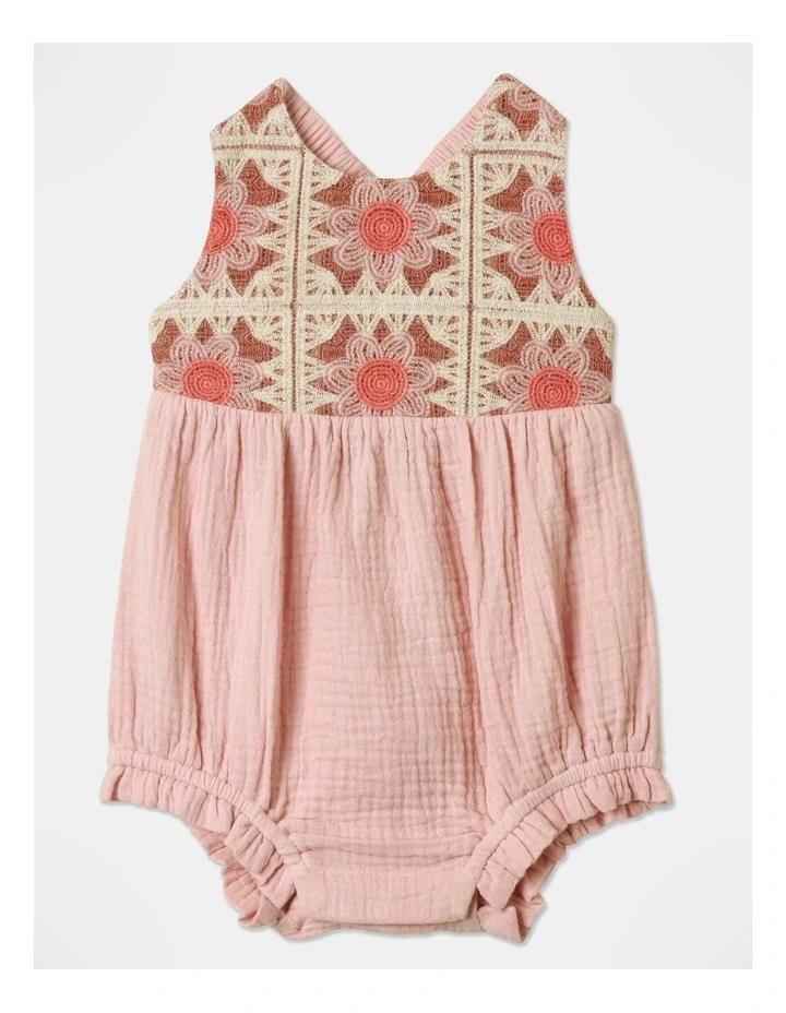 Jack & Milly Kat Saidy Chrochet Romper Dusty Pink | MYER