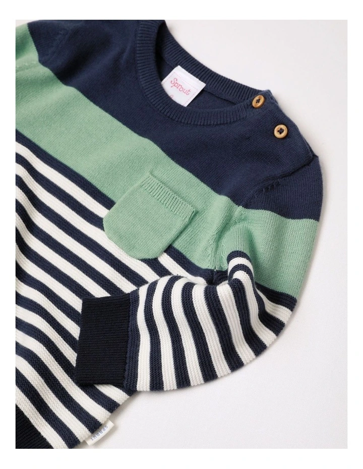 Sprout Colour Block Pocket Jumper in Dark Navy | MYER