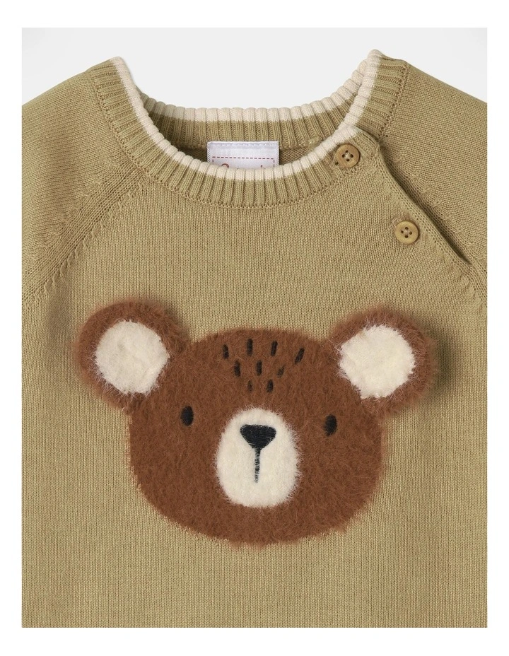Sprout Fuzzy Bear Raglan With Legging In Tan | MYER