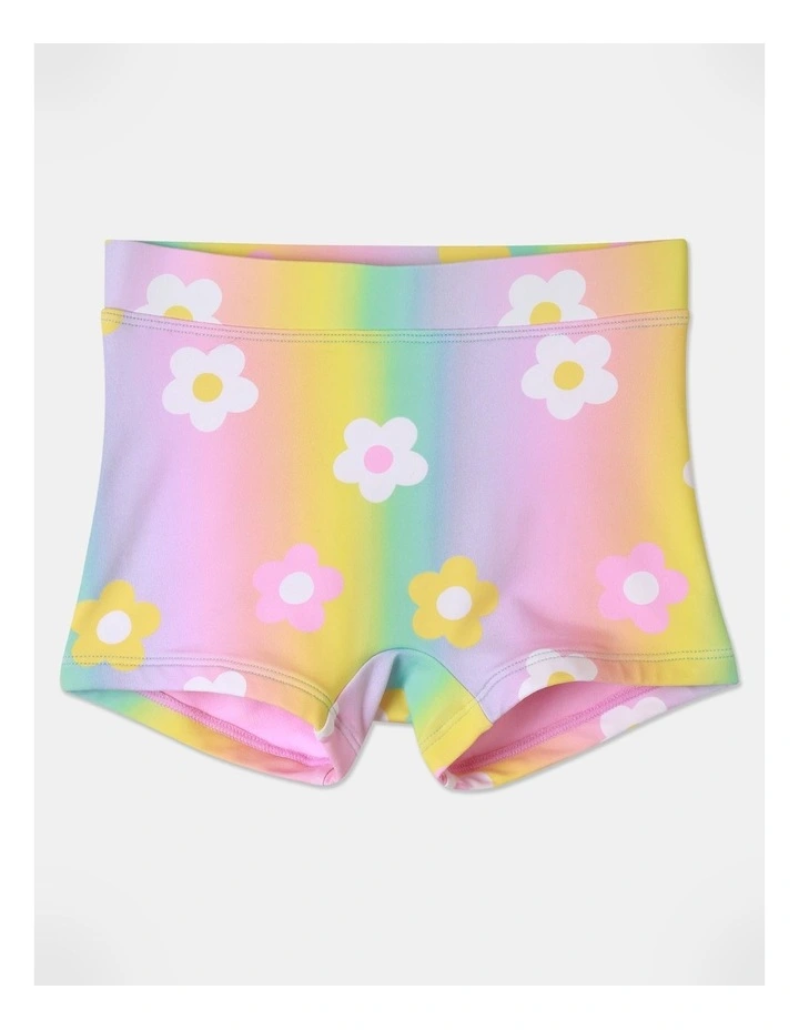 Milkshake Rainbow Stripe Daisy Rashie Crop Top & Bikini Bottom Set in ...