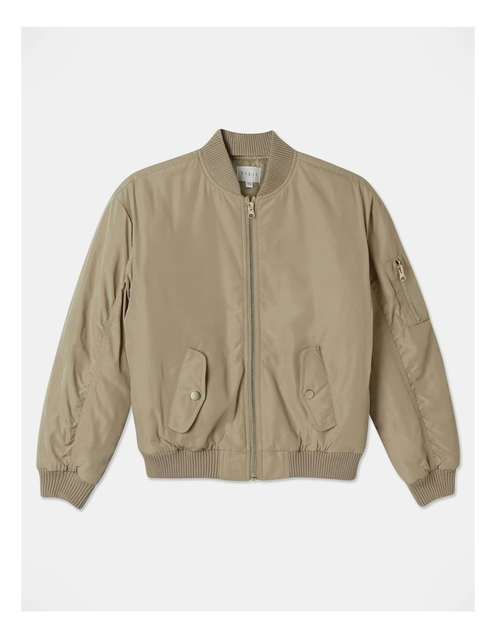 Tilii Woven Bomber Jacket in Tan | MYER