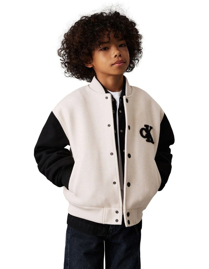 Calvin Klein Jeans Heather Varsity Jacket (8-16 Years) in Oatmeal ...