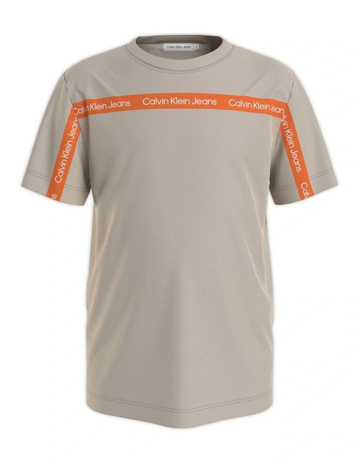 Calvin Klein Jeans Logo Tape Tee in Classic Beige | MYER