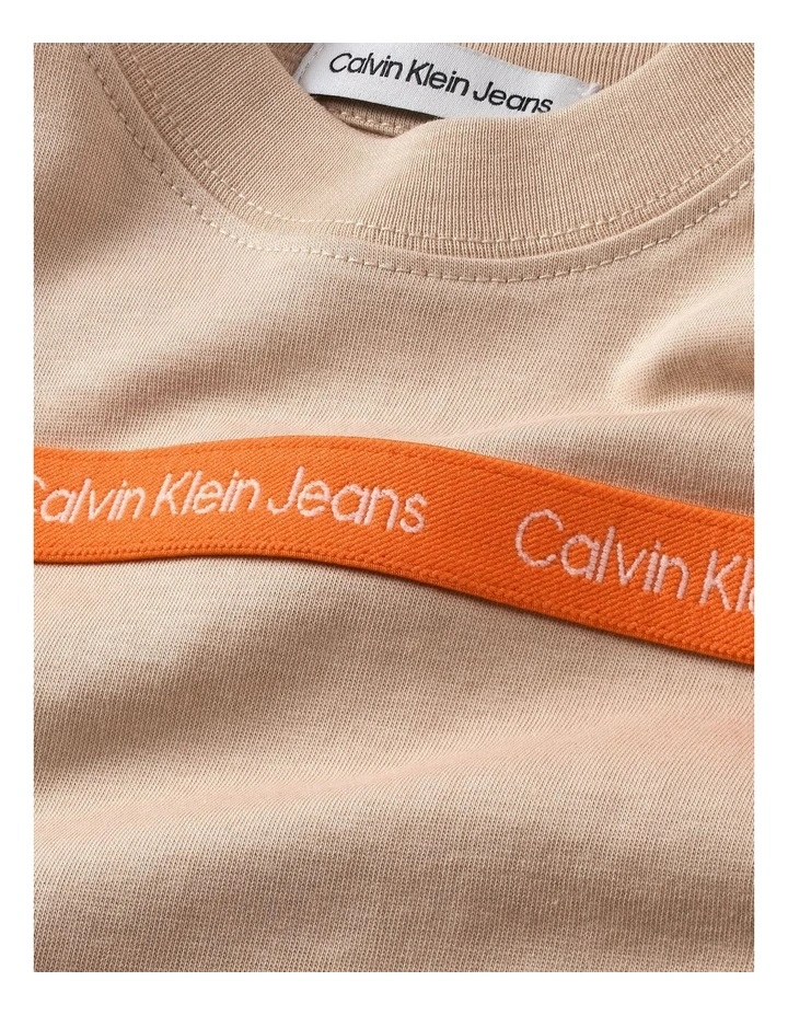 Calvin Klein Jeans Logo Tape Tee in Classic Beige | MYER