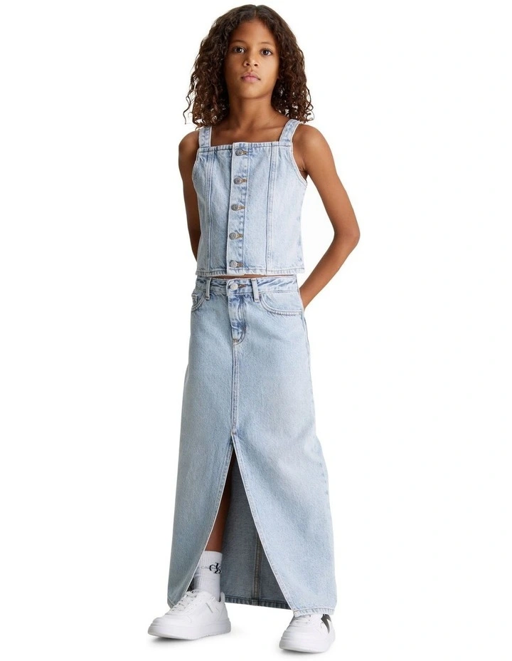 Calvin Klein Jeans Strap Denim Top In Powder Blue | MYER