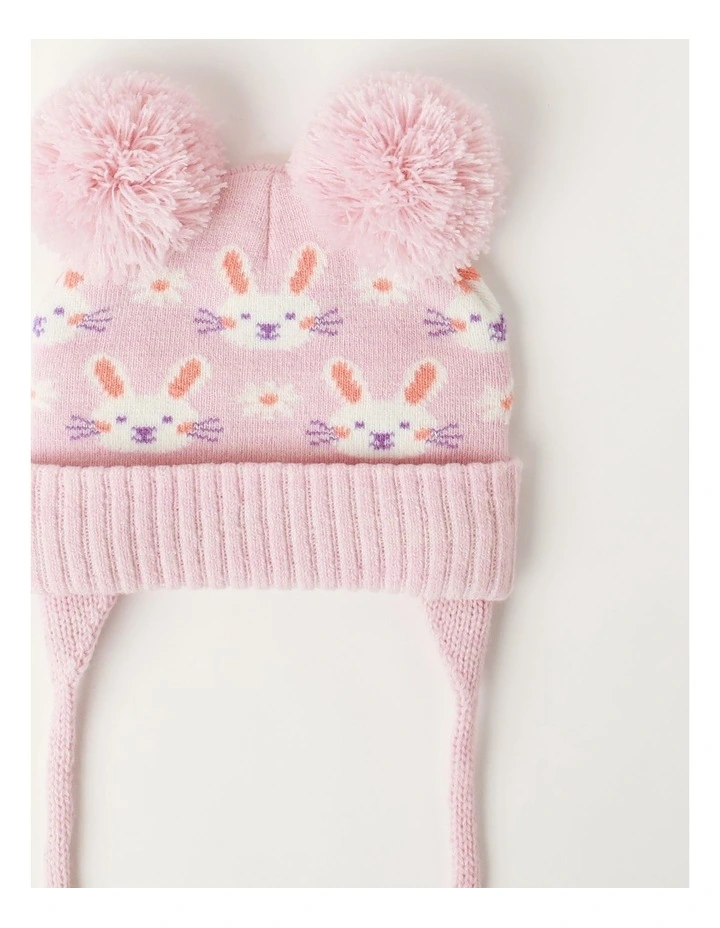 Sprout Bunny Flap Ear Beanie In Pink | MYER