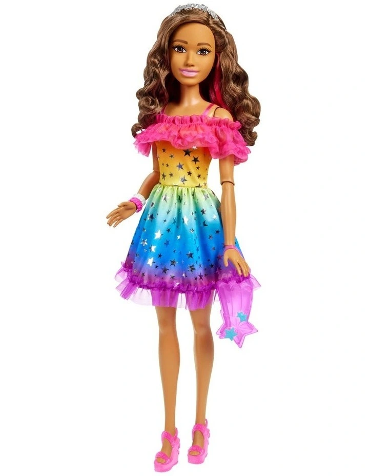 Barbie Large Barbie Doll With Brown Hair And Rainbow Dress 71cm Tall | MYER