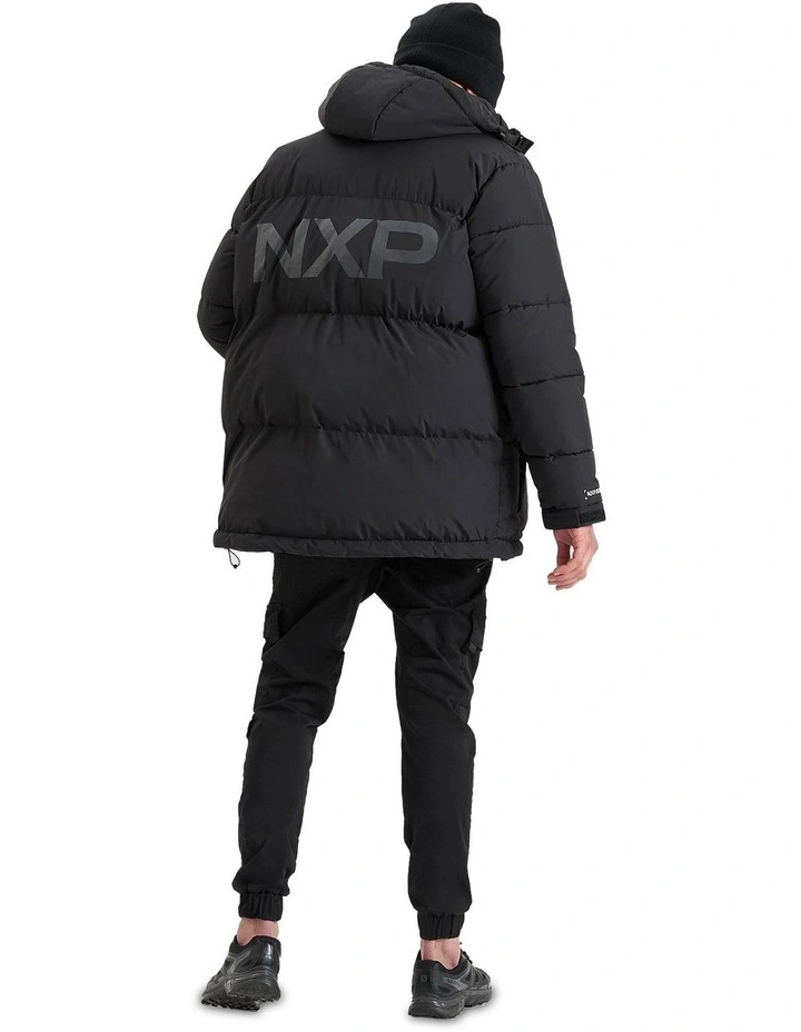 Nena & Pasadena Tectonics Long Line Puffer Jacket in Jet Black | MYER