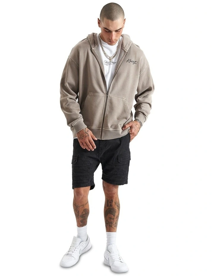 KSCY Hedda Relaxed Hooded Zip Sweater in Pigment Driftwood | MYER