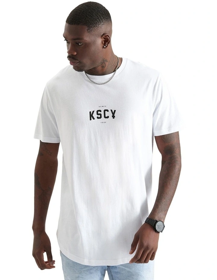 KSCY Empire Dual Curved Tee in Optical White | MYER