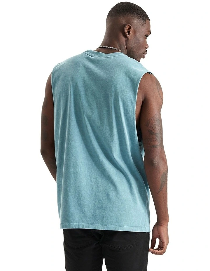 KSCY Blessed Relaxed Fit Muscle Tee in Pigment Brittany Blue | MYER