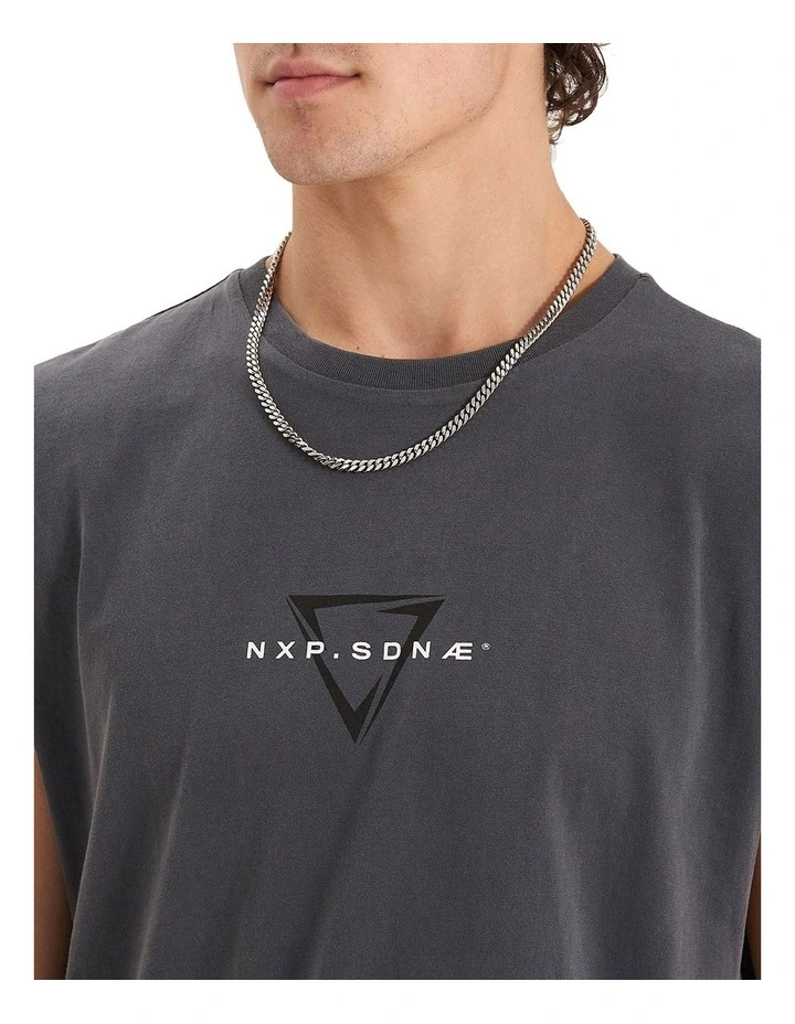 Nena & Pasadena Dedicated Scoop Back Muscle Tee in Pigment Asphalt | MYER