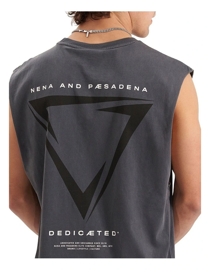 Nena & Pasadena Dedicated Scoop Back Muscle Tee in Pigment Asphalt | MYER