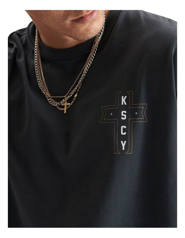 KSCY The Knight Heavy Box Fit Tee in Pigment Black | MYER